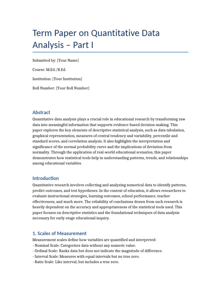 Quantitative Data Analysis in Education | PDF | Level Of Measurement ...