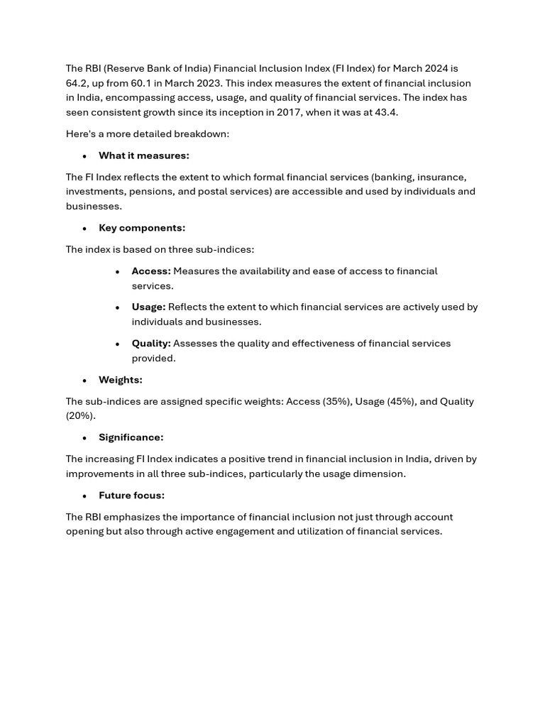 The RBI On Financial Inclusion | PDF