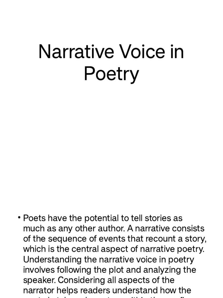 Narrative Voice in Poetry | PDF | Poetry | Narration