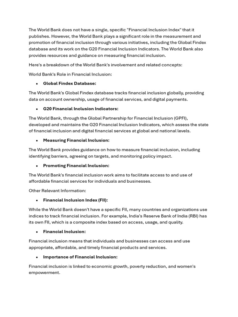 The Financial Inclusion WD | PDF