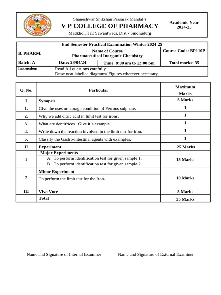University Practical QPD Format | PDF | Acid | Chemistry