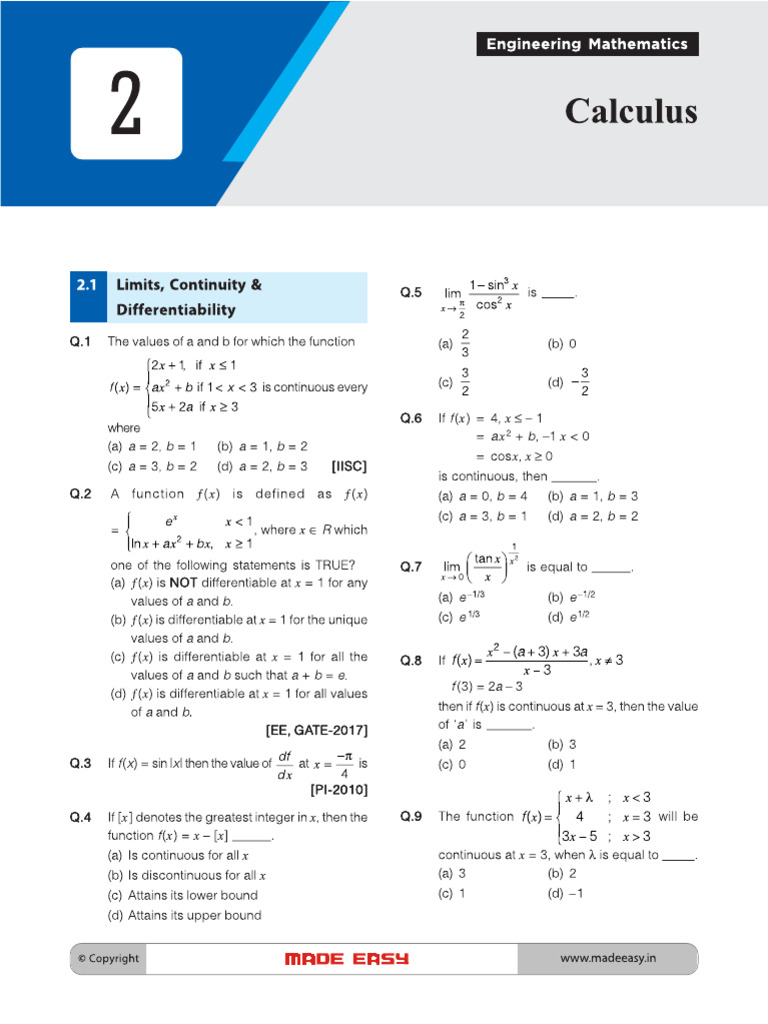 CPQ1 (Limits. Calculus. | PDF