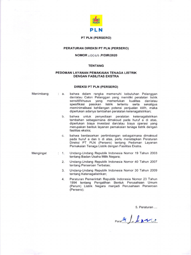 Pedoman Layanan Listrik Fasilitas Ekstra | PDF