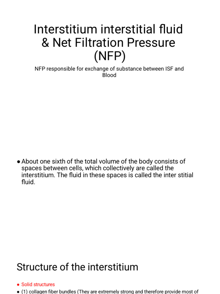 Interstitium, Interstitial Fluid NFP997799 | PDF | Capillary | Animal ...