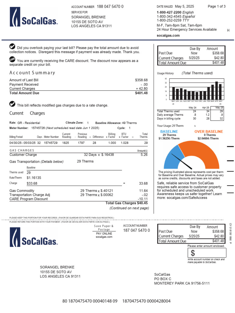 SoCalGas Billing Statement Overview | PDF | Debit Card | Fee
