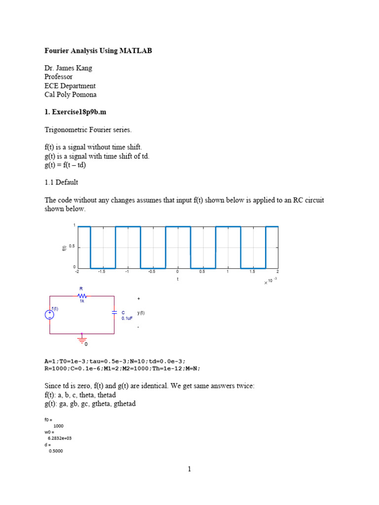 Fourier Analysis Using MATLAB | PDF | Electronics | Electrical Engineering