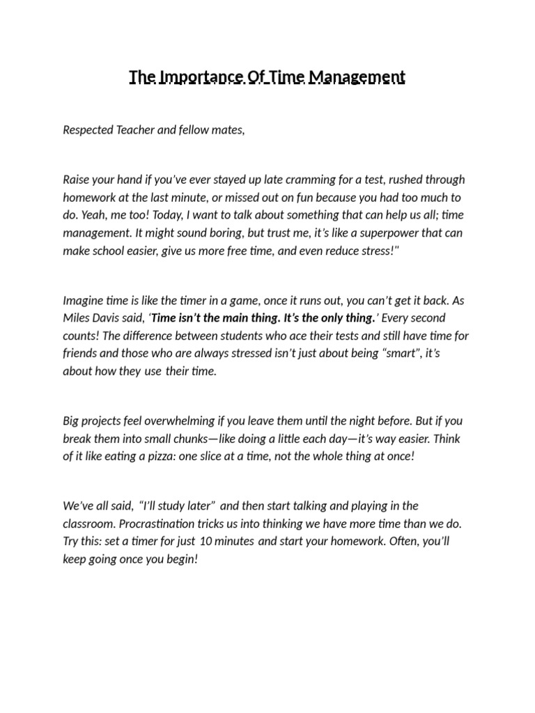 The Importance of Time Management | PDF