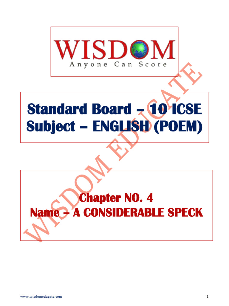 Understanding 'A Considerable Speck' | PDF | Mind