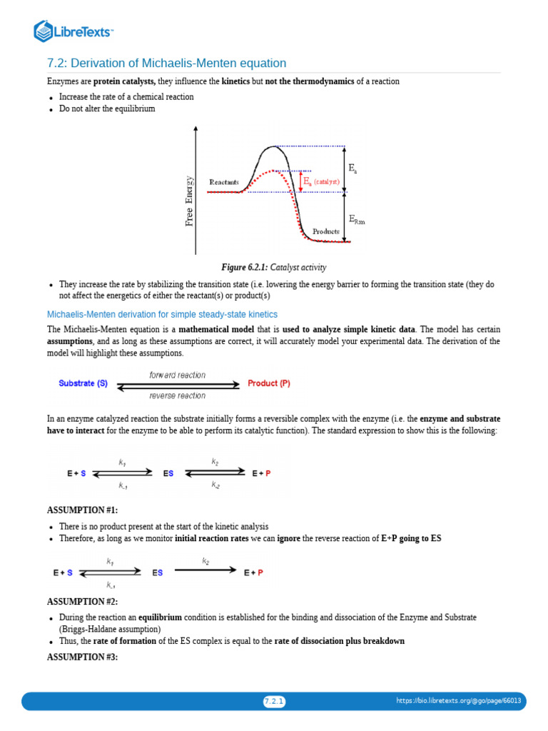 7.02 Derivation of Michaelis-Menten Equation | PDF | Enzyme Inhibitor | Enzyme Kinetics