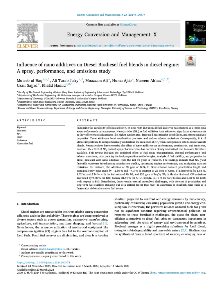 Nano Additives On Diesel-Biodiesel Fuel Blends | PDF