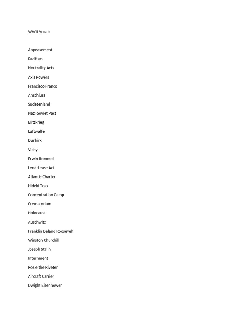 Wwii Vocab | PDF