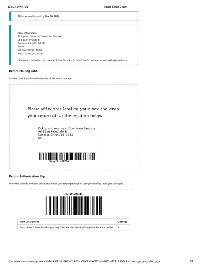 Online Return Center | PDF