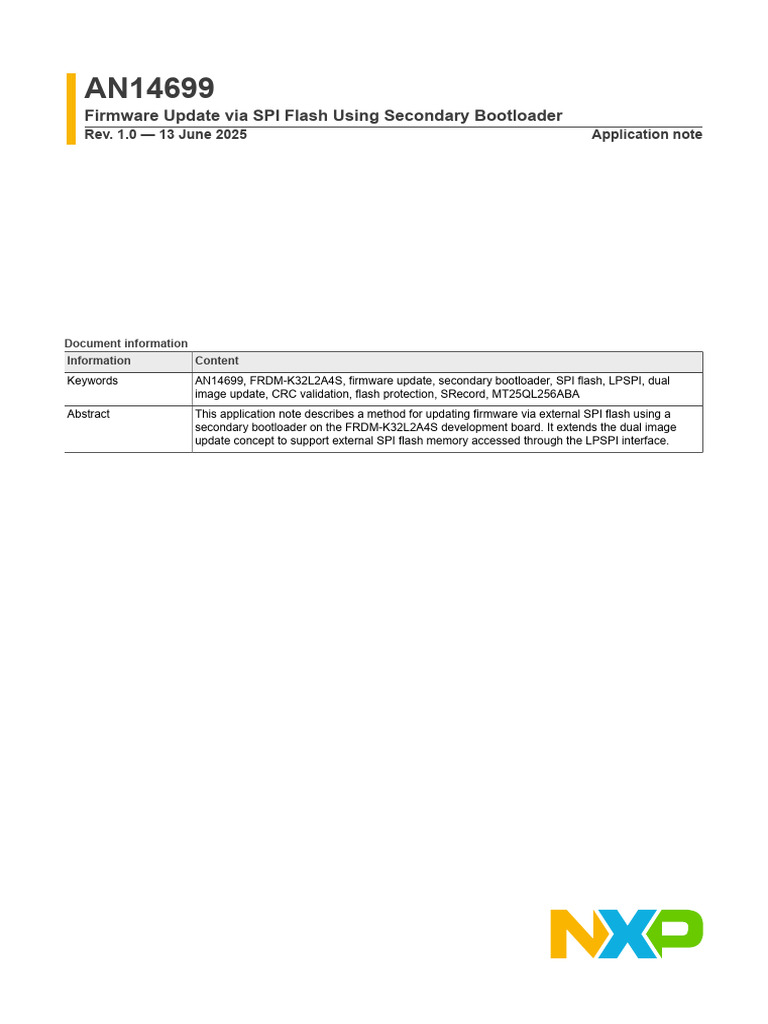 AN14699 - Firmware Update via SPI Using Secondary Bootloader | PDF ...