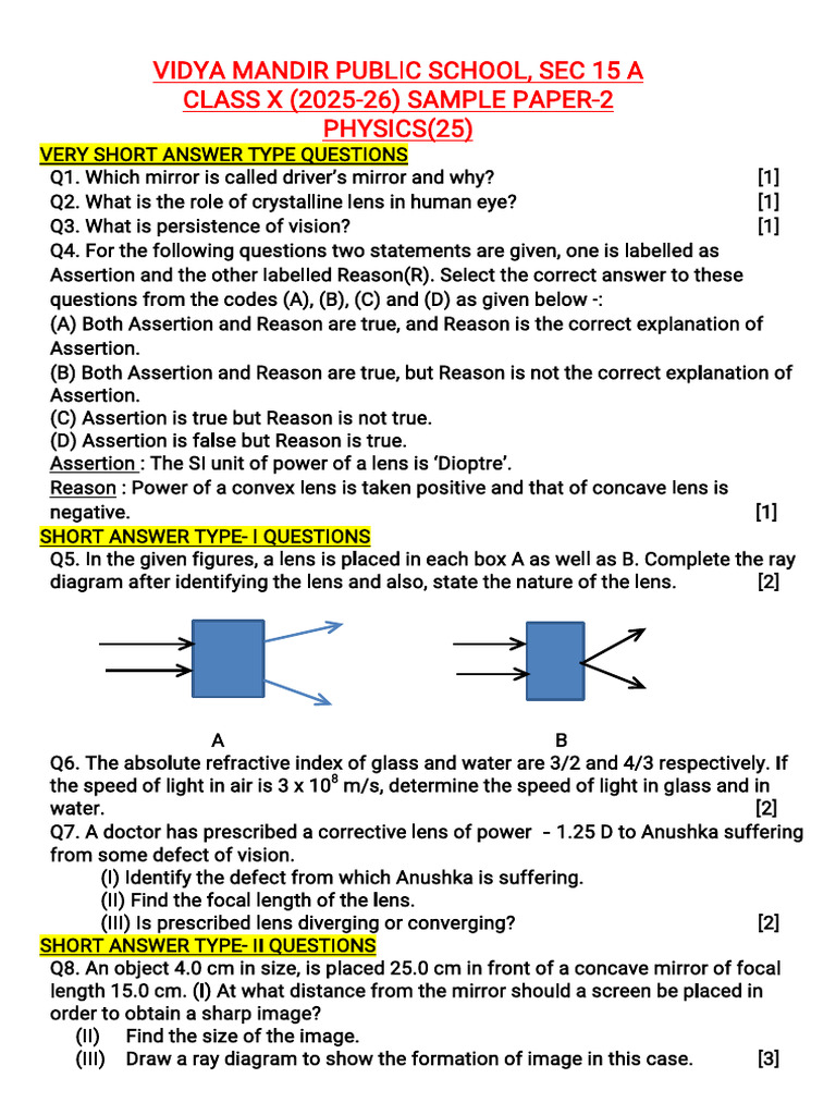 Science Sample Practice Paper 2 | PDF | Human Body | Circulatory System