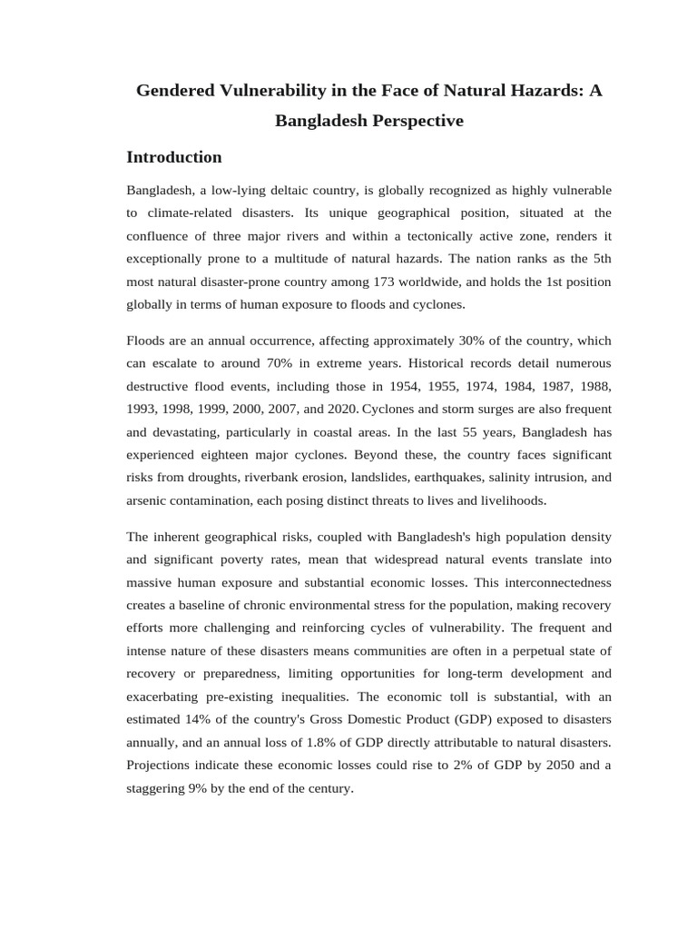 Gender Vulnerability in Bangladesh | PDF | Natural Disasters | Hazards