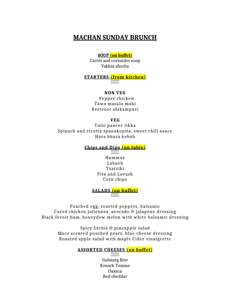 Machan Father's Day Brunch Menu 2025 | PDF | Salad | Indian Cuisine