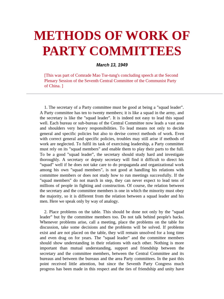 Party Committee Leadership Methods | PDF