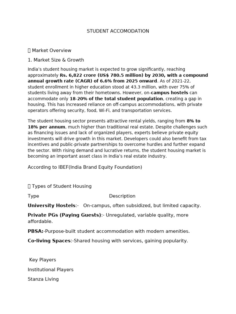 Student Accomodation Pdf Economies