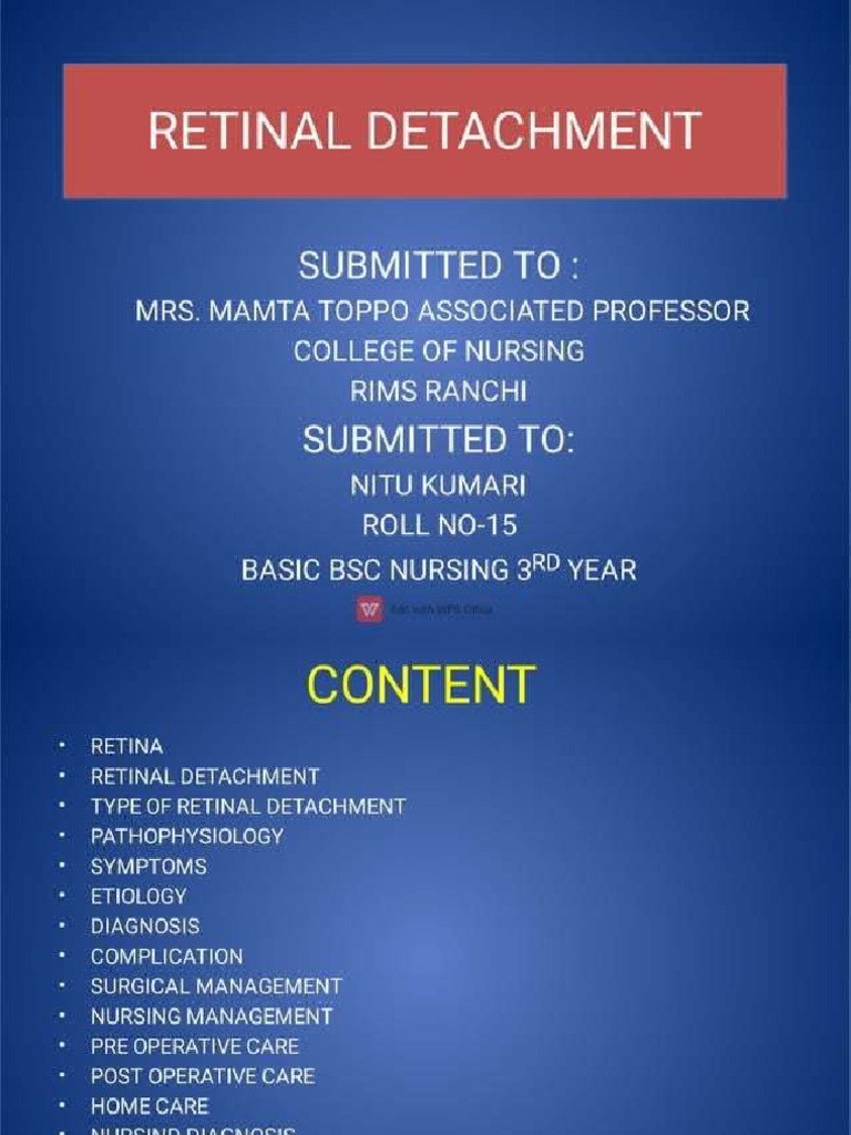 Retinal Detachment Ppt | PDF