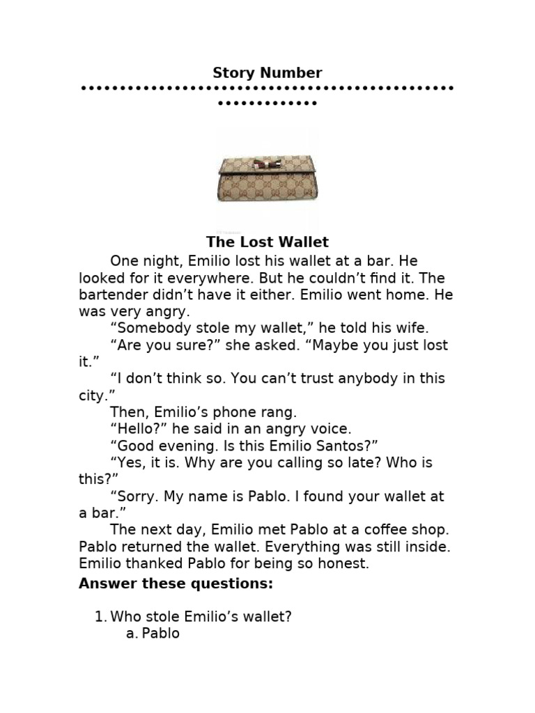 13) The Lost Wallet | PDF