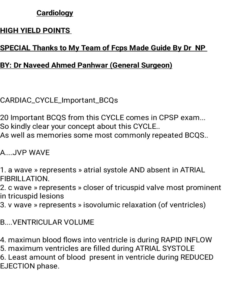 Cardiology ? Notes by DR NP | PDF | Heart | Ventricle (Heart)