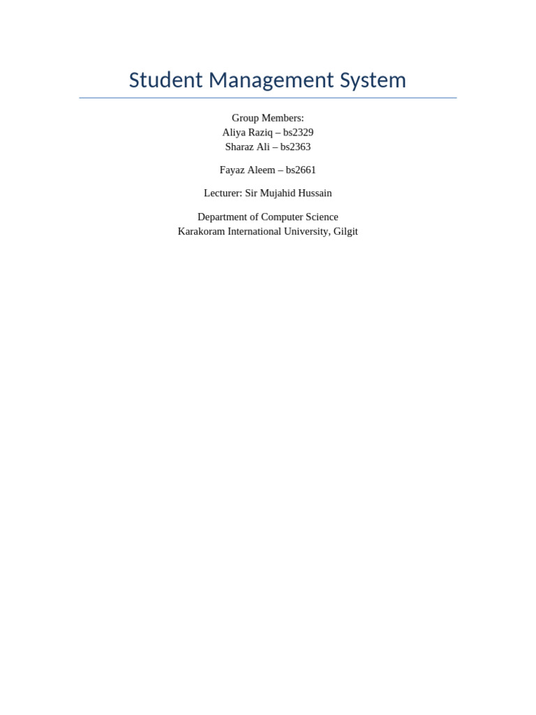 Student Management System Report | PDF