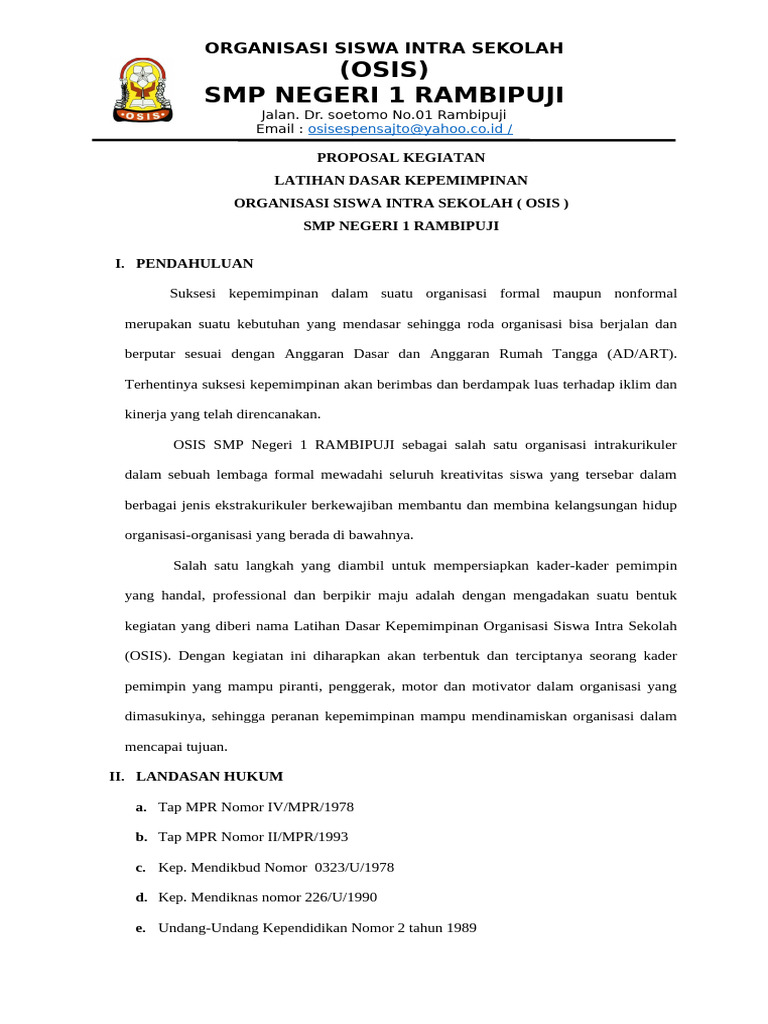 Proposal Kegiatan LDK OSIS SMP 2024/2025 | PDF