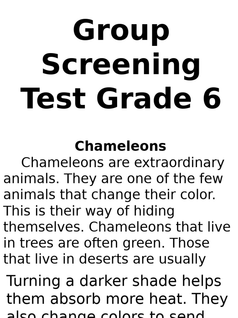 Group Screening Test Grade 6 | PDF