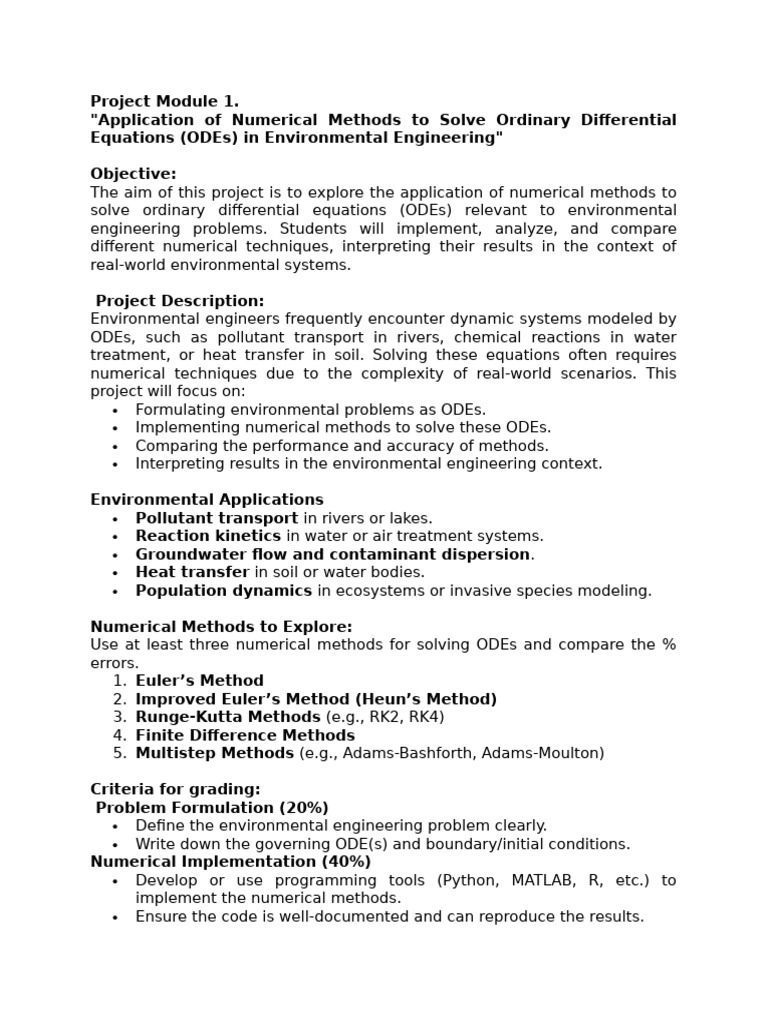 Numerical Methods for ODEs in Environmental Engineering | PDF ...