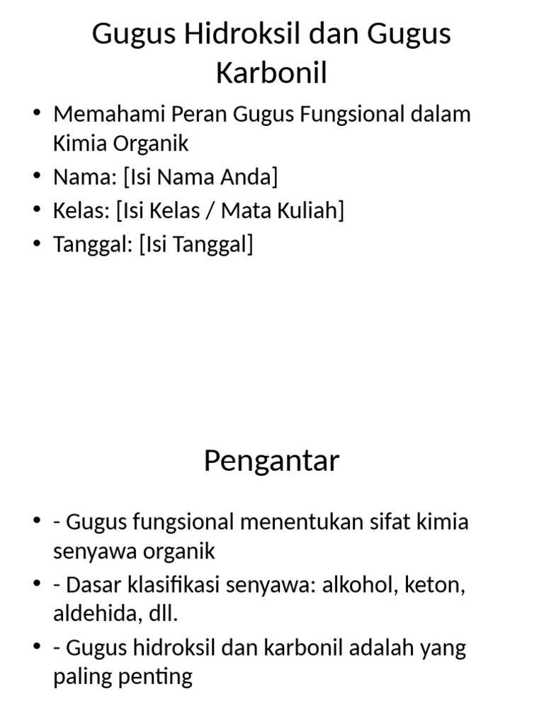 Perbandingan Gugus Hidroksil dan Karbonil | PDF