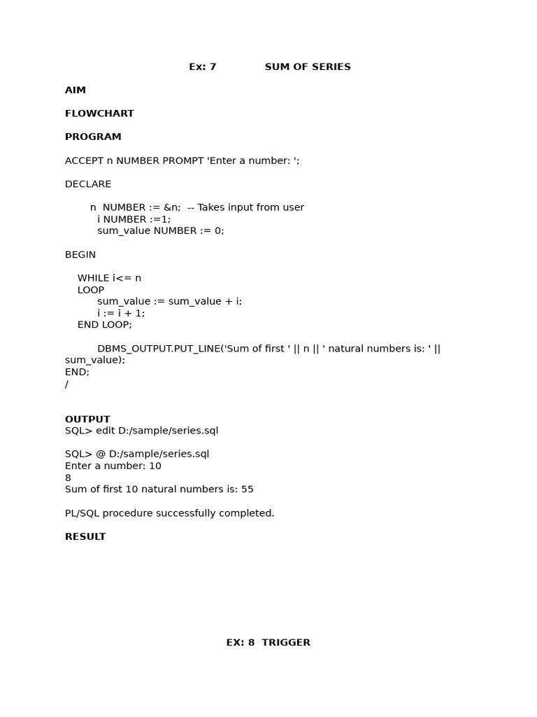 Ex7, 8 and 9 Dbms Lab | PDF | Computer Programming | Sql