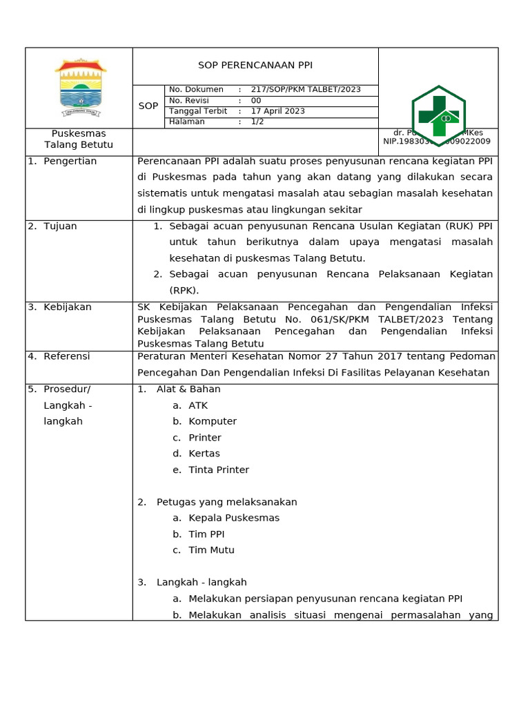 Sop Perencanaan Ppi | PDF