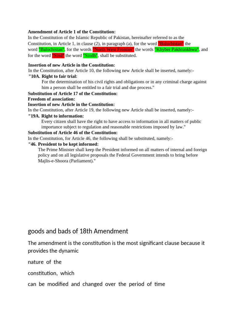 Amendment of Article 1 of The Constitution | PDF | Article One Of The ...