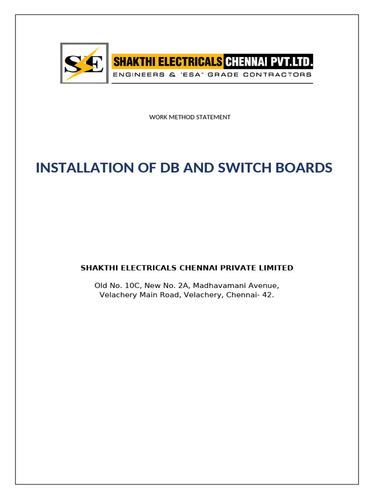 DB and Switch Board Installation WMS | PDF | Safety