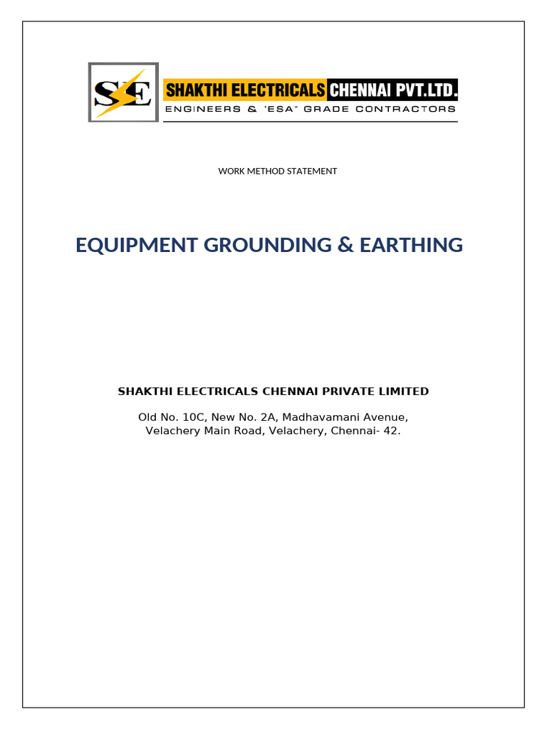 Grounding and Earthing Work Method Statement | PDF | Specification ...