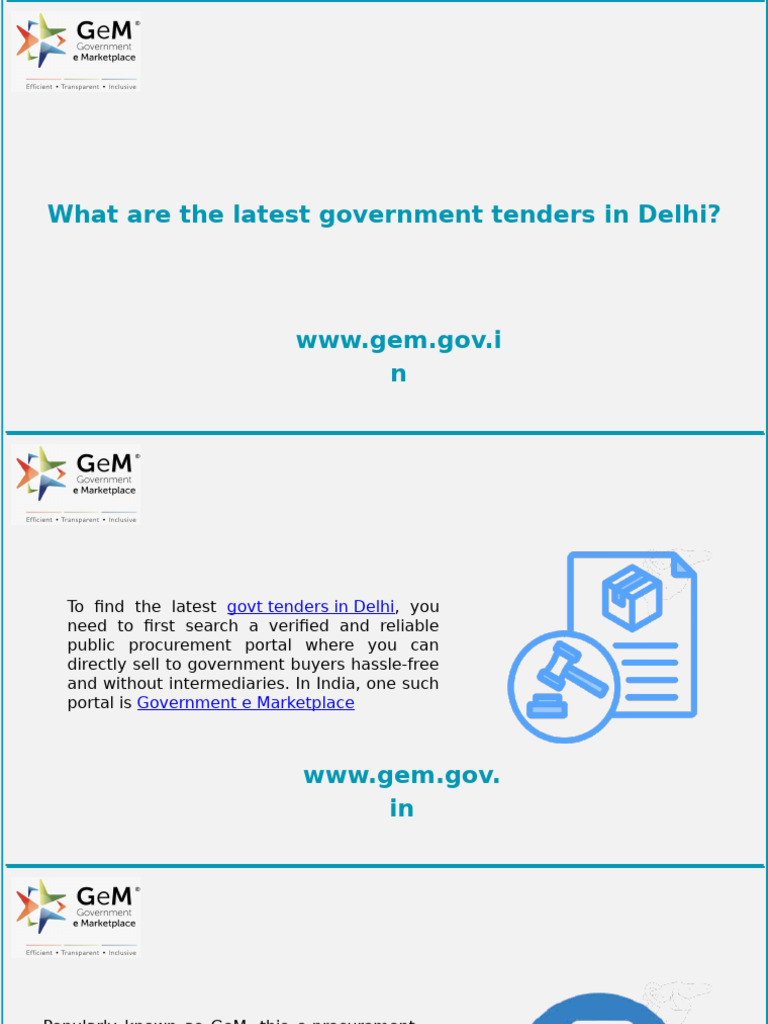 Latest Government Tenders in Delhi | PDF