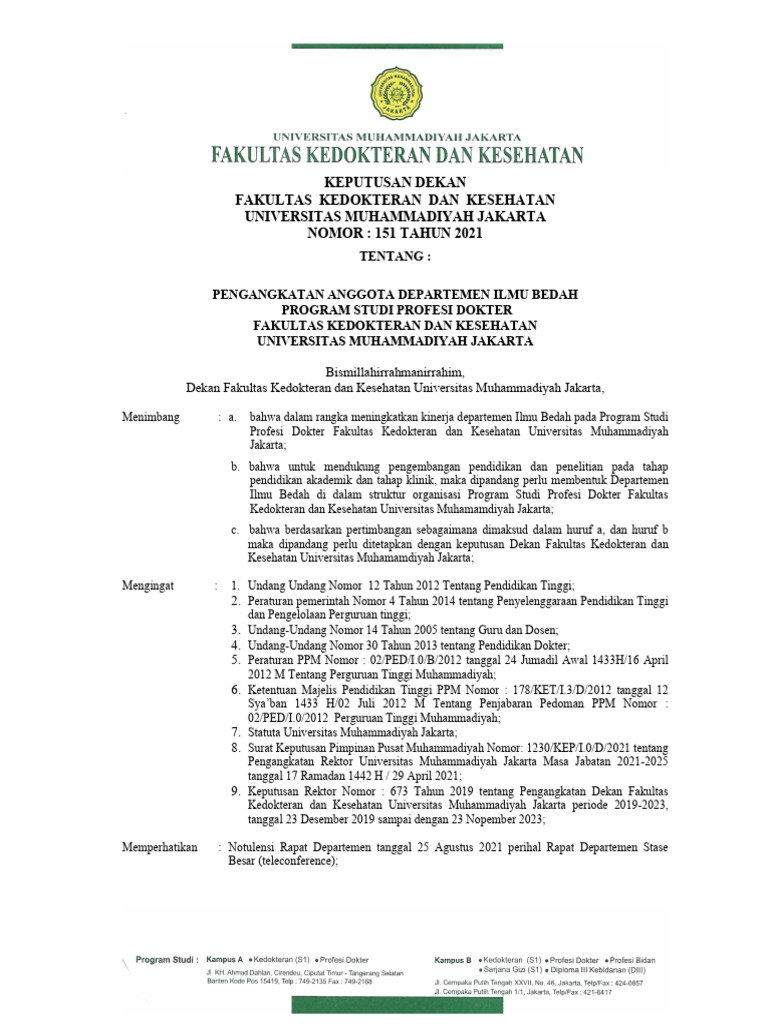 SK Departemen Ilmu Bedah | PDF