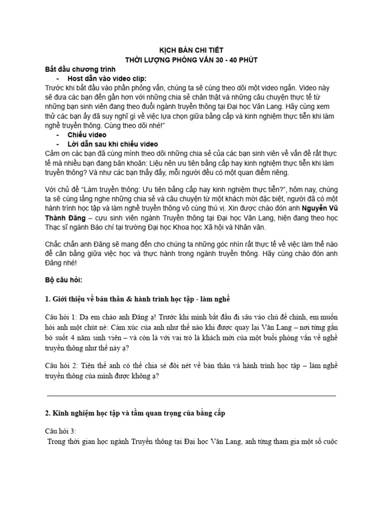 MC Script Cho Ánh Dương | PDF