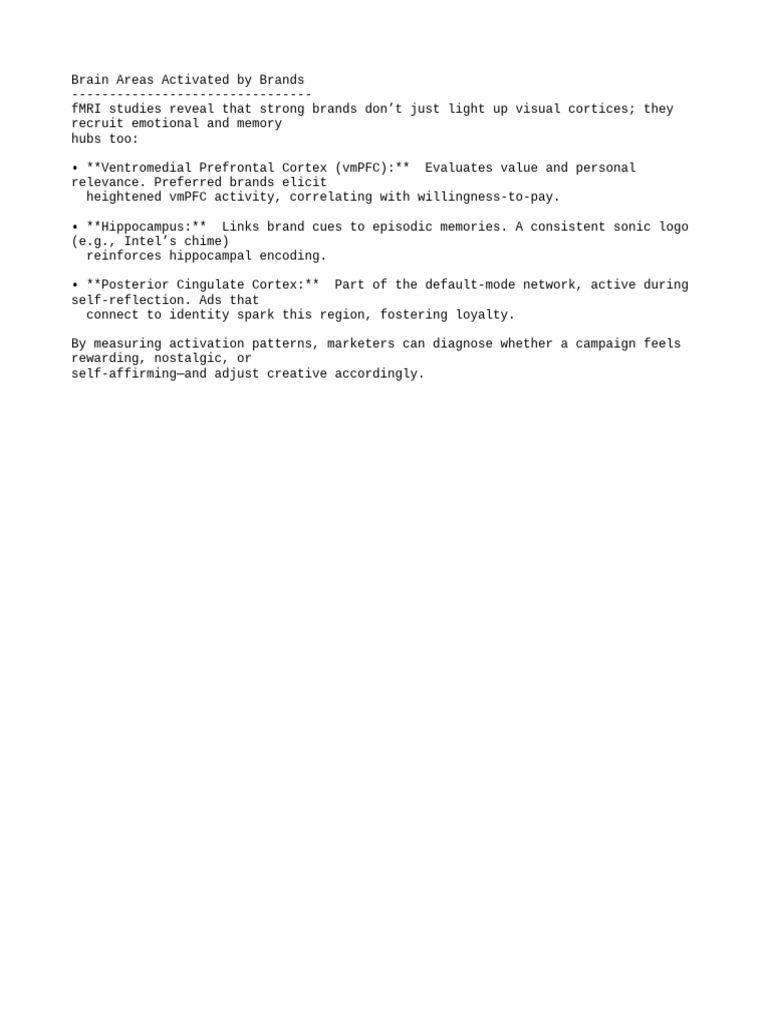 Brain Activation Patterns in Branding | PDF