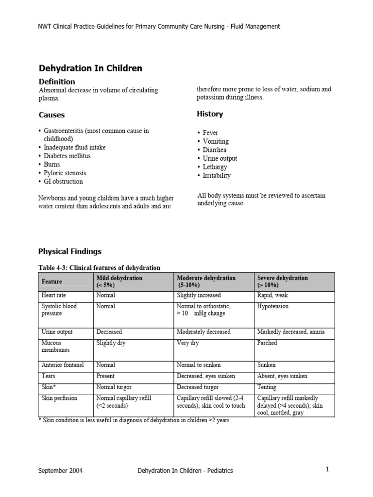 CPGPCCN Fluid Management Dehydration Children | PDF | Dehydration ...