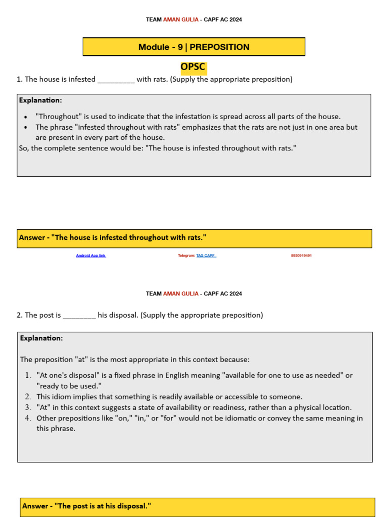 Modul9 PREPOSITION PYQs PDF | PDF | Idiom | Linguistics