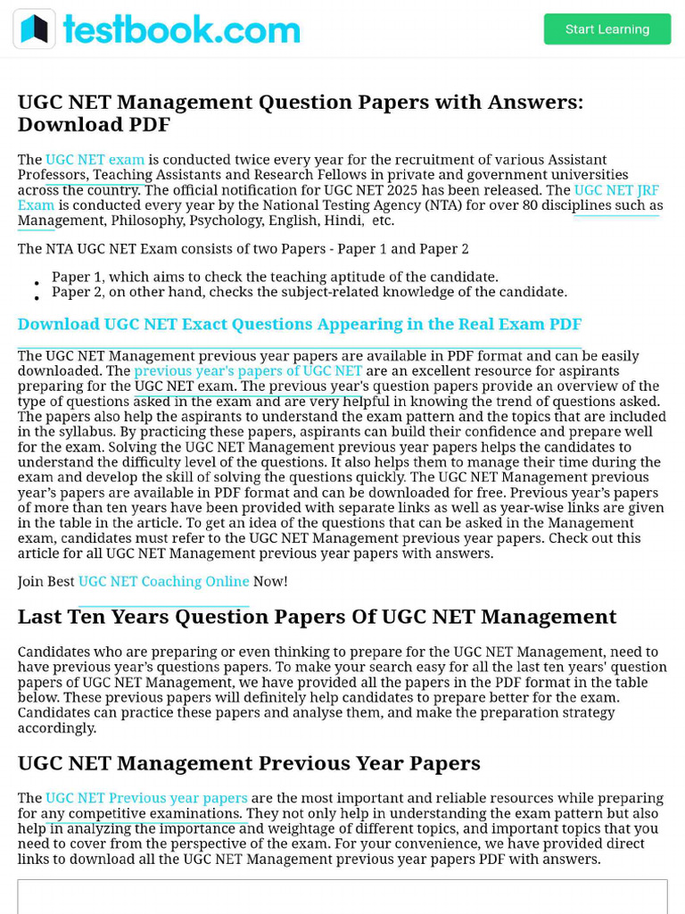 UGC NET Management Question Papers With Answers - Download PDF | PDF