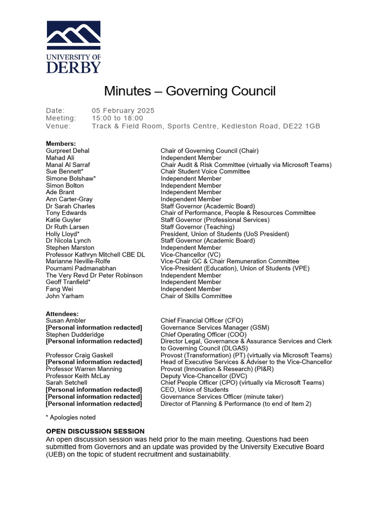 Governing Council Minutes February 2025 | PDF | Chief Financial Officer ...