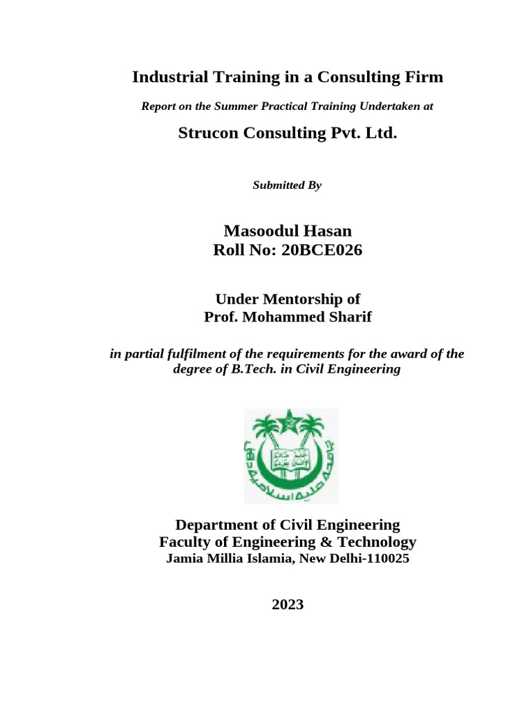 Summer Practical Training Report Formated | PDF | Engineering