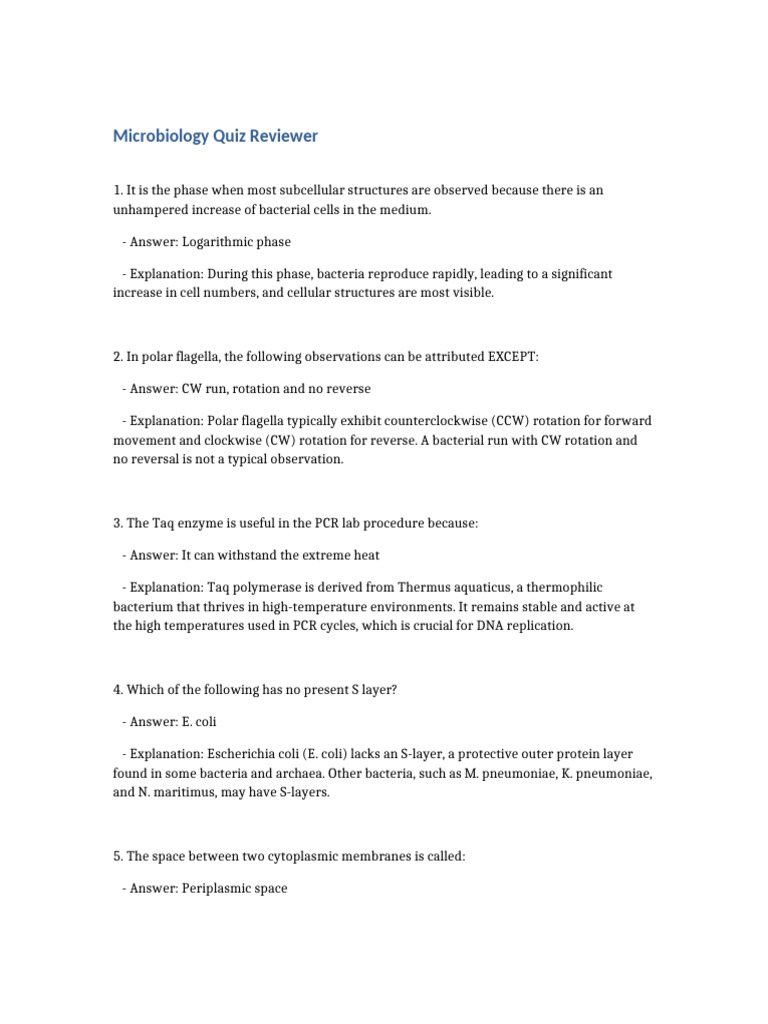 Microbiology Quiz Reviewer Complete | PDF | Bacteria | Staining