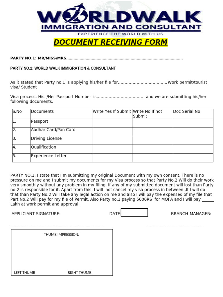 Document Receiving Form | PDF