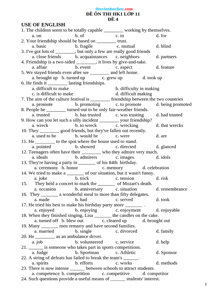 English Practice Test for 11th Grade | PDF | Volunteering