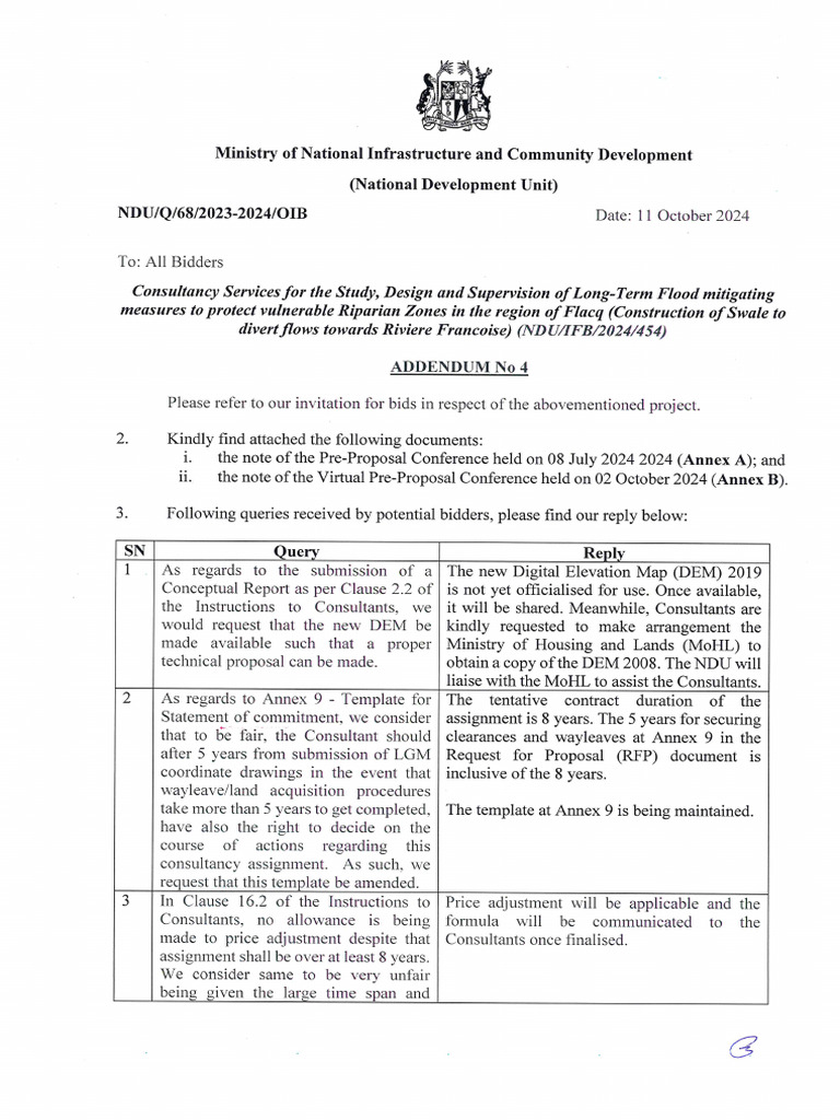 Addendum No 4 CS Riparian Flacq | PDF