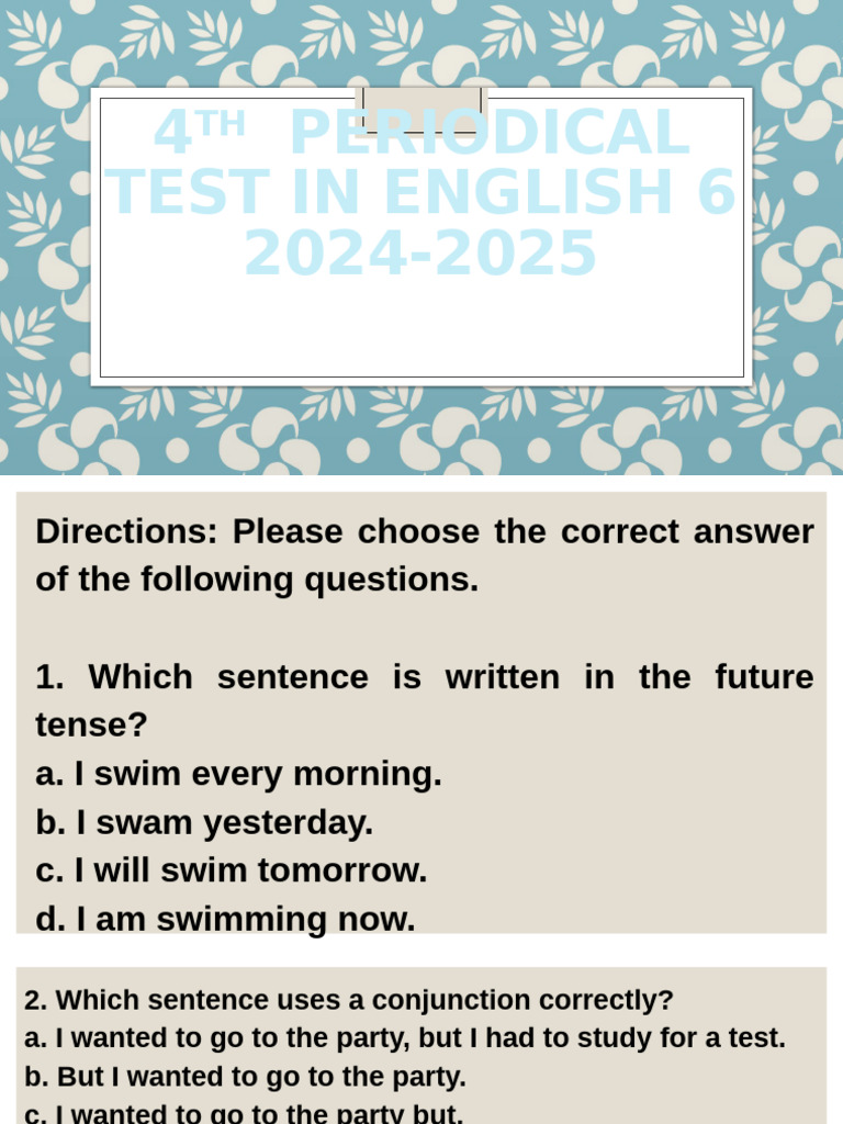 4th Periodical Test in ENGLISH 6 | PDF | Essays | Argument