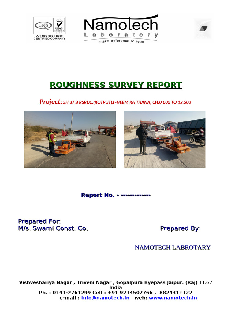 Roughness Report 103807 Roughness Index | PDF | Road | Road Surface
